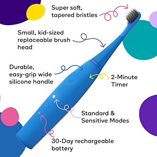 BURSTkids Electric Toothbrush Replacement Heads - Charcoal-Infused, Soft Bristles for Deep Clean, Stain Removal, Healthy Smile and Fresh Breath, 3PK, Pink