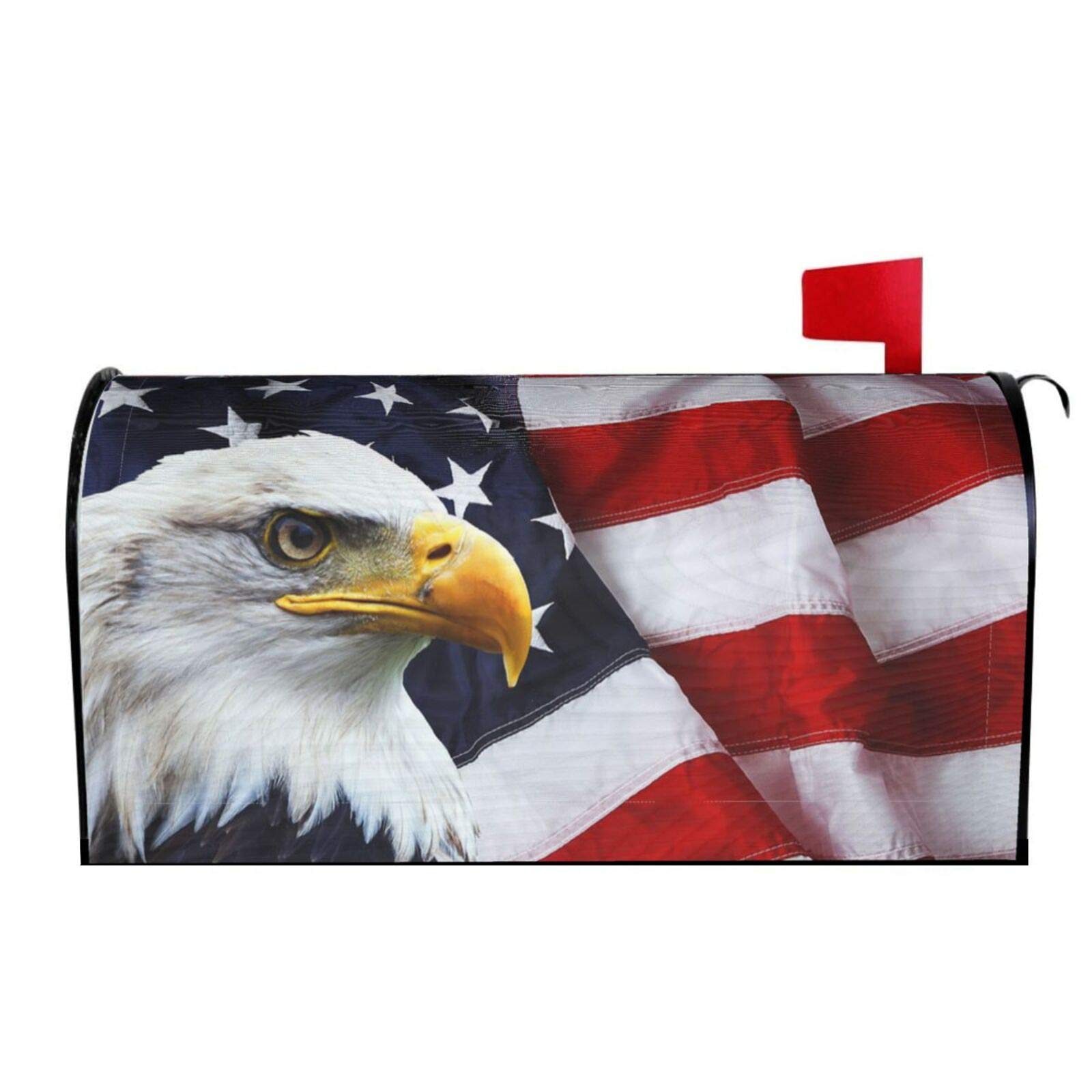 American Flag Welcome Magnetic Mailbox Cover, Mailbox Wrap Decorative for Garden Yard Home 25.5x21 in