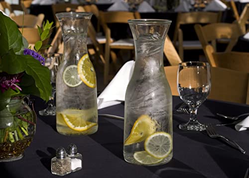 AYL Set of 2 Glass Carafe with Lids, 32 Oz Water Pitcher Beverage Serveware Carafe, Clear Glass Pitcher for Mimosa Bar, Cold Water, Brunch, Wine, Juice, Milk, Iced Tea, Lemonade,1 Hand Pour Lid