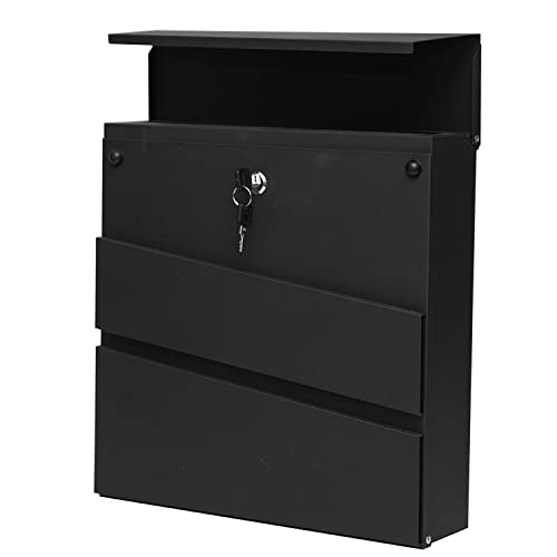 xhlokk Wall Mount Mailboxes, Modern Locking Wall Mailbox for Outside, Galvanized Steel and Aluminum Metal Mail Boxes for House with Key Lock Large Capacity, Matte Black