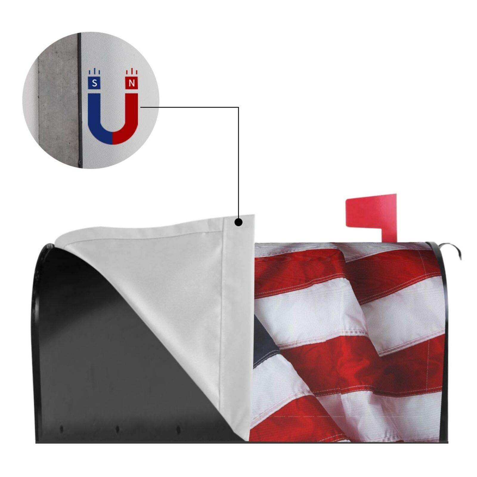 American Flag Welcome Magnetic Mailbox Cover, Mailbox Wrap Decorative for Garden Yard Home 25.5x21 in