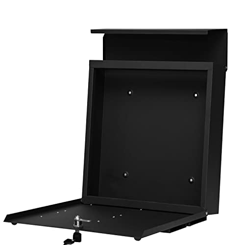 xhlokk Wall Mount Mailboxes, Modern Locking Wall Mailbox for Outside, Galvanized Steel and Aluminum Metal Mail Boxes for House with Key Lock Large Capacity, Matte Black