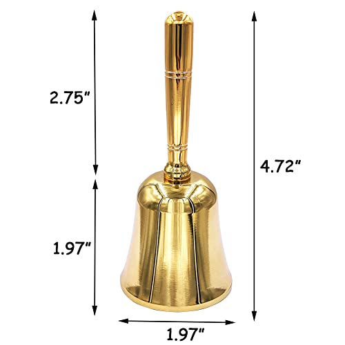 Hourwof Super Loud Hand Call Bell,Solid Brass Dinner Bell Service Bell Pet Training Bell Jingle Bell,Gold