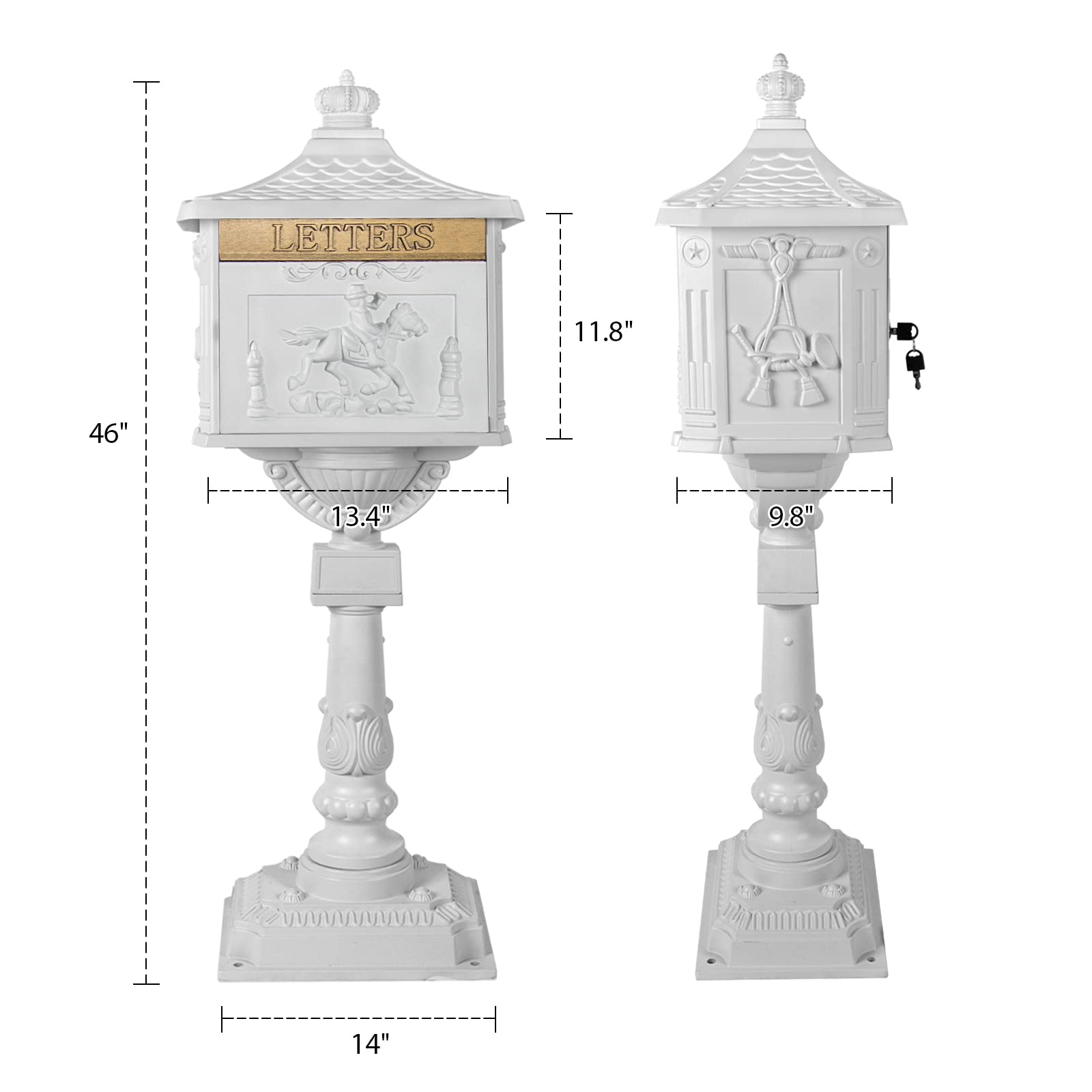 Polar Aurora Mailbox Cast Aluminum White Mail Box Postal Box Security Heavy Duty New