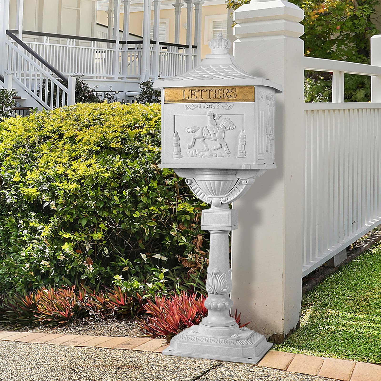 Polar Aurora Mailbox Cast Aluminum White Mail Box Postal Box Security Heavy Duty New