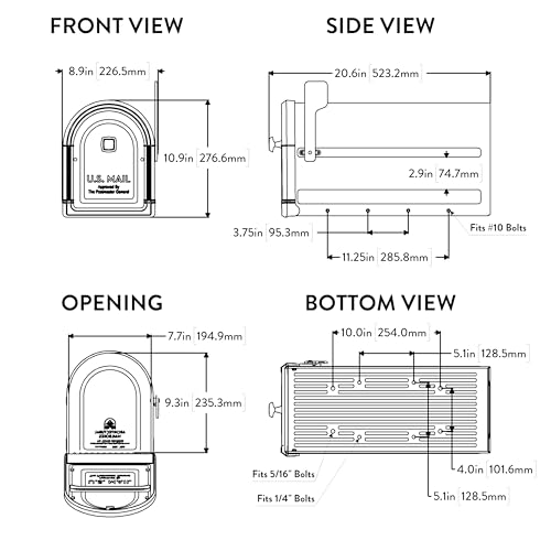 Architectural Mailboxes Roxbury Galvanized Steel Post Mount Mailbox, Compatibility Code F, 7900-5RZ-CG-10, Rubbed Bronze, Large Capacity