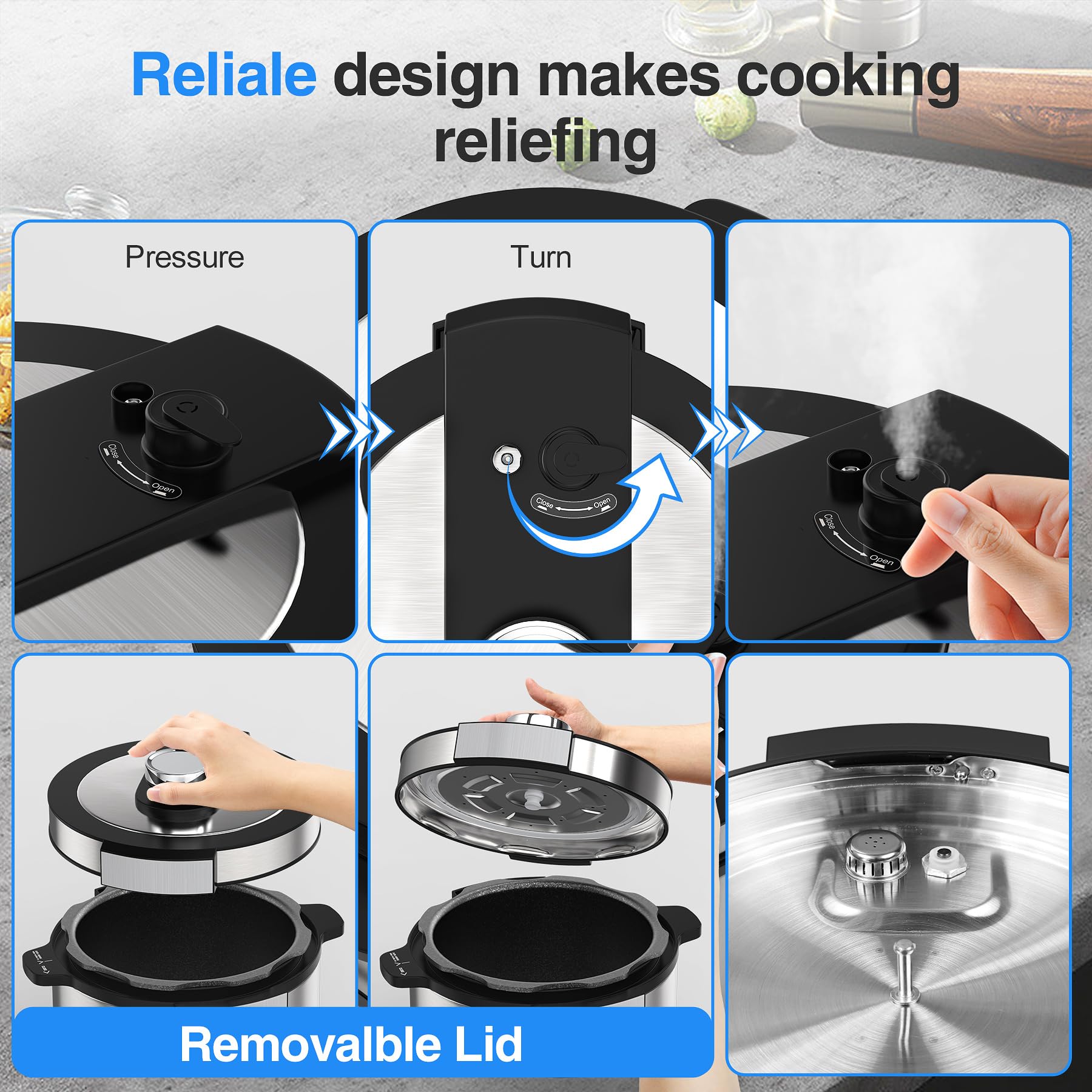 VBGK Electric Pressure Cooker 14-in-1,6.3Qt Pressure Cooker,Slow Cooker,Rice Cooker,Steamer,Yogurt Maker,Bake,Stock Pot,Steamer,Warmer & Sterilizer,Delay Timer,Automatic Pressure Release