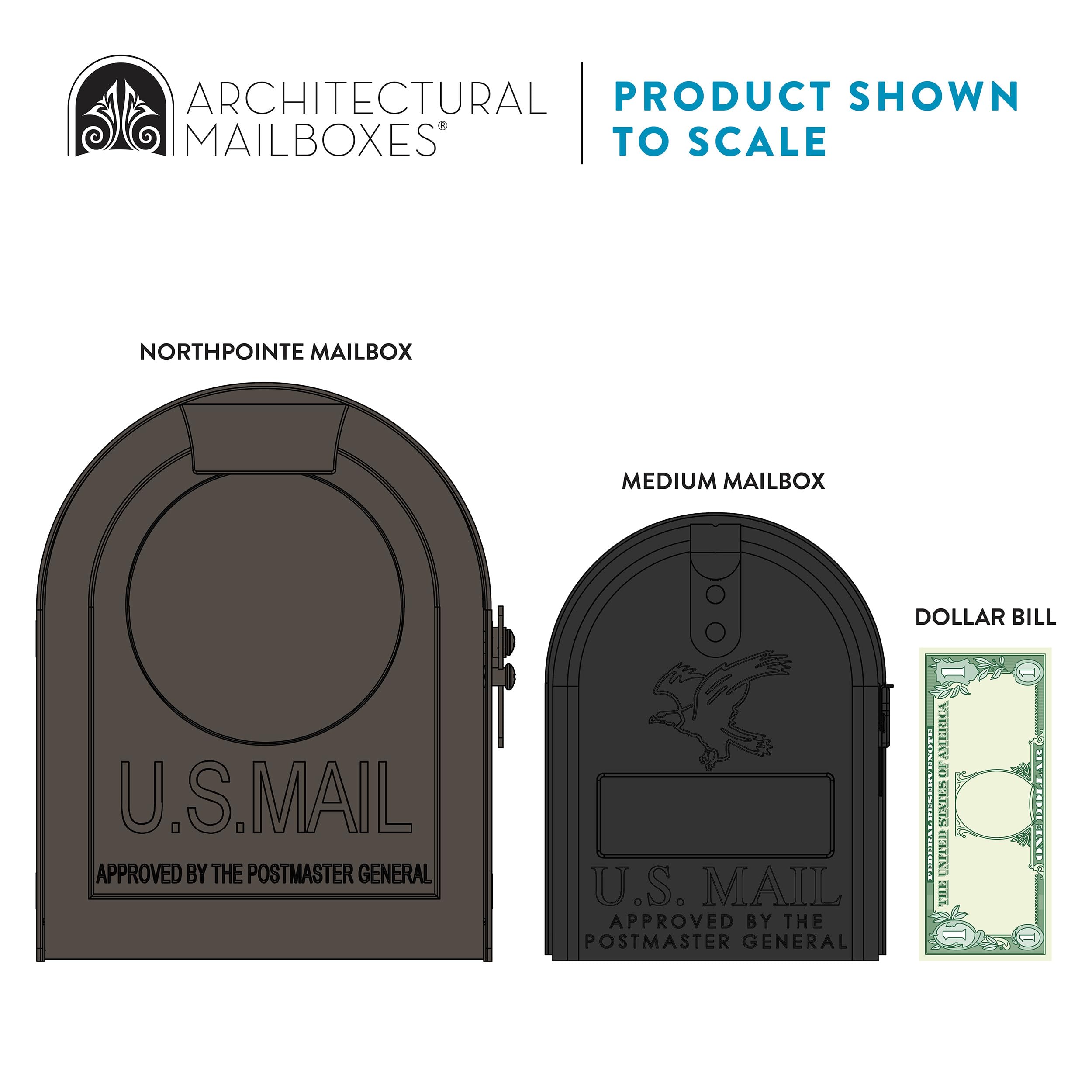 Architectural Mailboxes Northpointe Galvanized Steel Post Mount Mailbox, Compatibility Code C, NM160VAM, Venetian Bronze, Large Capacity