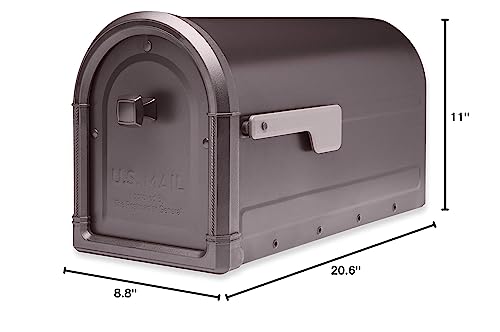 Architectural Mailboxes Roxbury Galvanized Steel Post Mount Mailbox, Compatibility Code F, 7900-5RZ-CG-10, Rubbed Bronze, Large Capacity