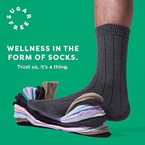 Sugar Free Sox Health & Comfort Womens Diabetic Crew Socks 3 Pack (9-11, Black/White/Grey)