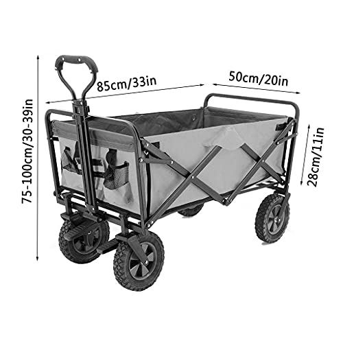 Outdoor Folding Utility Wagon Heavy Duty Shopping Push Wagon, Creative Outdoor Collapsible Wagon Cart, Garden Trolley with Seat Belt, Load-Bearing 100kg / 220lbs
