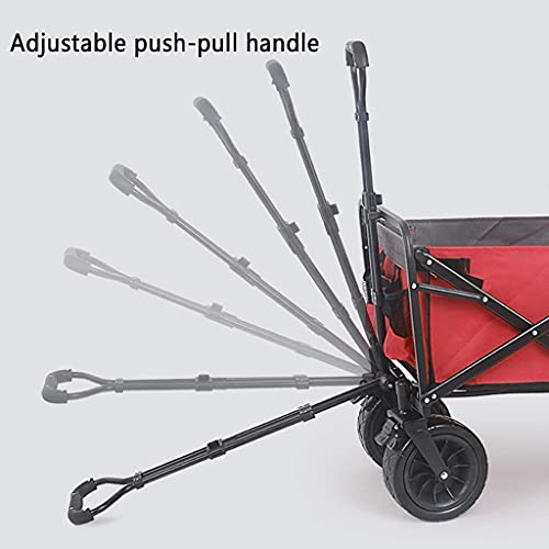 Outdoor Folding Utility Wagon Heavy Duty Shopping Push Wagon, Creative Outdoor Collapsible Wagon Cart, Garden Trolley with Seat Belt, Load-Bearing 100kg / 220lbs
