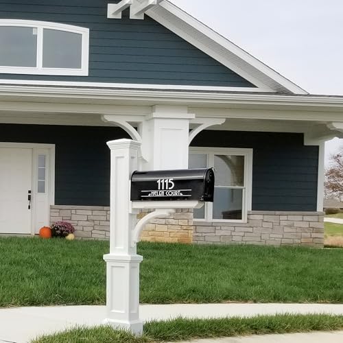 Mayne Newport Plus Mailbox Post with Standard Arm – Weather-Resistant, Durable Classic Design – Easy-to-Install Outdoor Mailbox Post