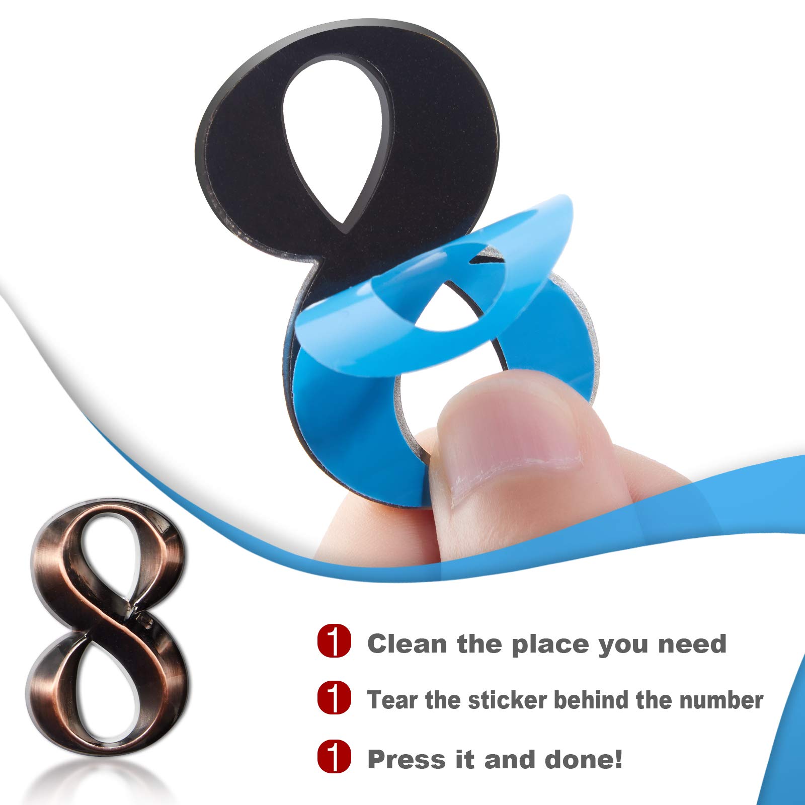 Jetec 20 Pieces 3D Mailbox Numbers 0-9 Self Adhesive 2 Inch Address Numbers Stickers Door House Style Street Mailbox Sign for Apartment Home Office(Bronze,20 Pieces)