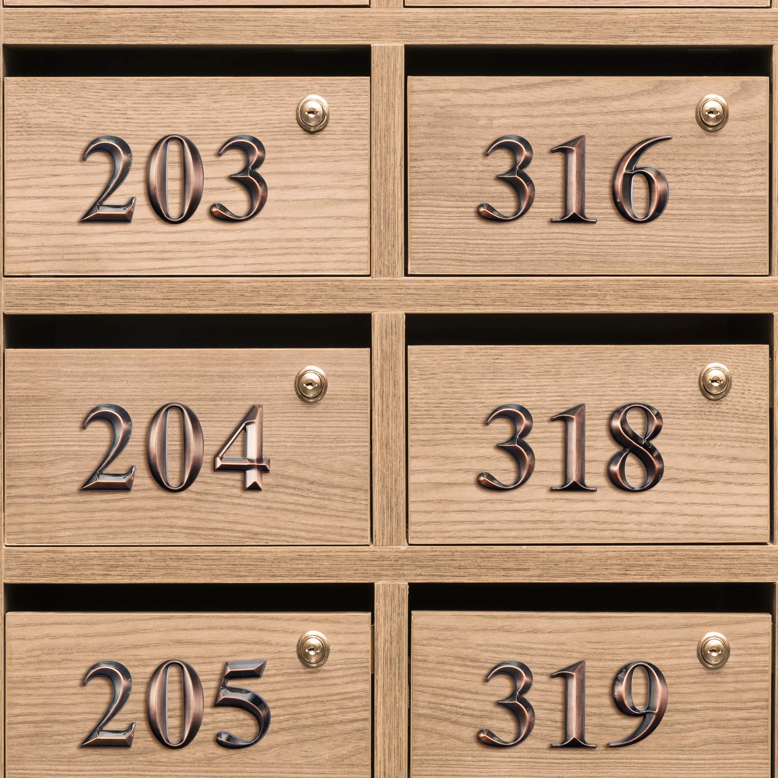 Jetec 20 Pieces 3D Mailbox Numbers 0-9 Self Adhesive 2 Inch Address Numbers Stickers Door House Style Street Mailbox Sign for Apartment Home Office(Bronze,20 Pieces)
