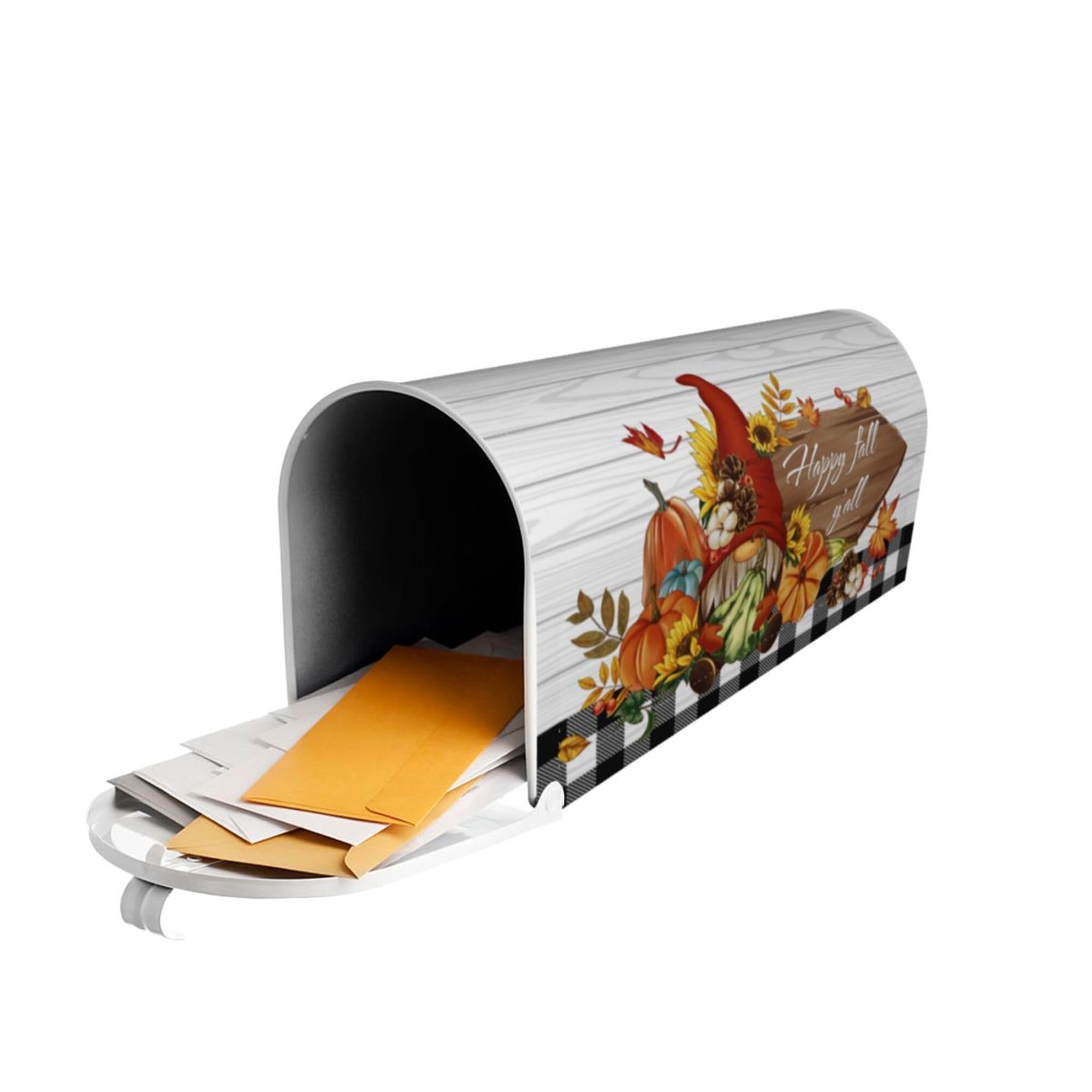 Fall Mailbox Covers Gnome Pumpkin Maple Magnetic Waterproof Post Box Cover Happy Fall Y'all Wraps Post Letter Box Cover Garden Decor Standard Size 18" X 21"in