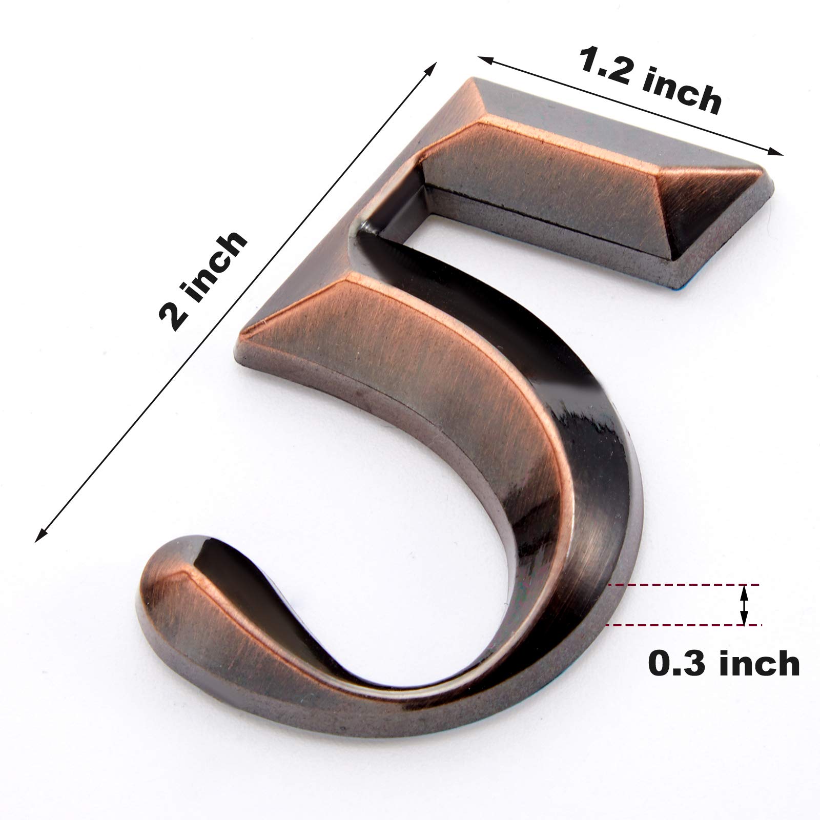Jetec 20 Pieces 3D Mailbox Numbers 0-9 Self Adhesive 2 Inch Address Numbers Stickers Door House Style Street Mailbox Sign for Apartment Home Office(Bronze,20 Pieces)