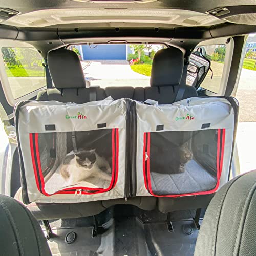 Double Pet Carrier for Cats and Dogs β Use Individually or Zip Together for Large Travel Pet Carrier β Lightweight Connect Carrier β Compact β Carry Case Included