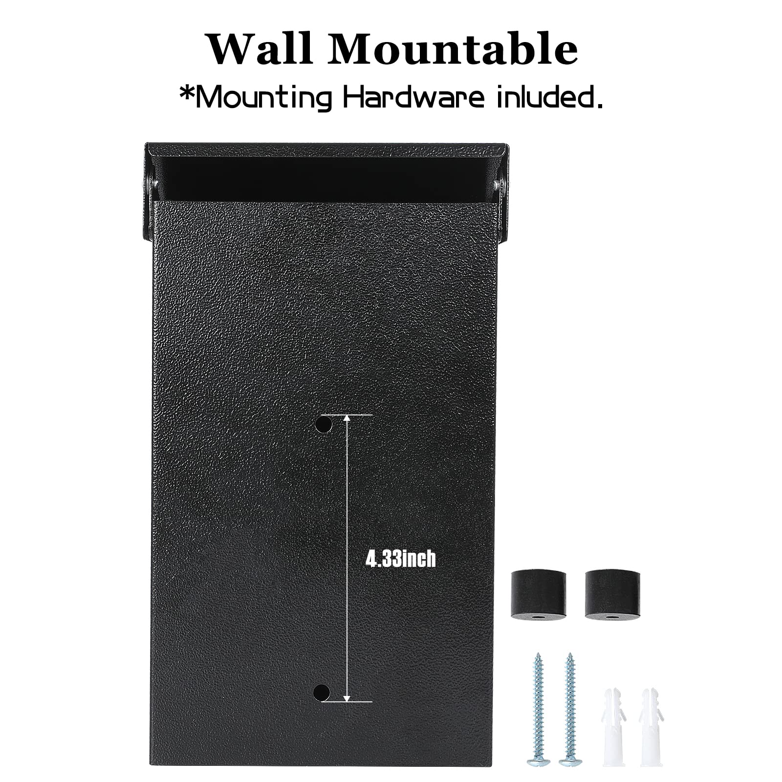 xydled Wall-Mounted Key Drop Box with Combination Lock, Metal Mailbox, Indoor&Outdoor Storage Box, Hanging Secured Postbox, for Home & Business Use, 5.5X 3.0X 9.8 inch, Black