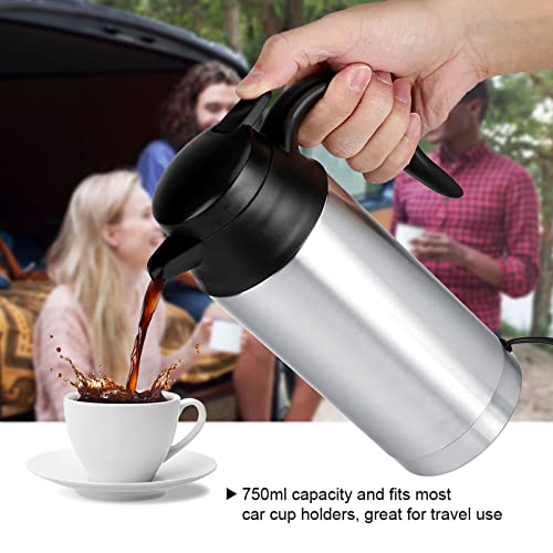 Car Kettle Electric Kettle Camping 12V 750ml Coffee Maker Water Boiler Portable Travel Car Truck Kettle Hot Water Heater Bottle for Tea Coffee Making Cigarette Lighter Heating Cup, 120W