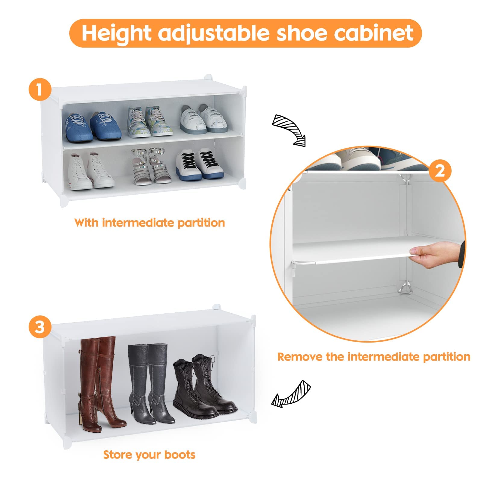 enlitoys Shoe Rack Organizer 6-Tier Shoe Cabinet Expandable Free Standing Shoe Rack (24x12x36 inches) Portable Shoes Organizer Covered Shoe Rack White