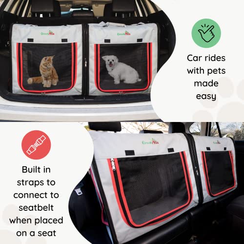 Double Pet Carrier for Cats and Dogs β Use Individually or Zip Together for Large Travel Pet Carrier β Lightweight Connect Carrier β Compact β Carry Case Included