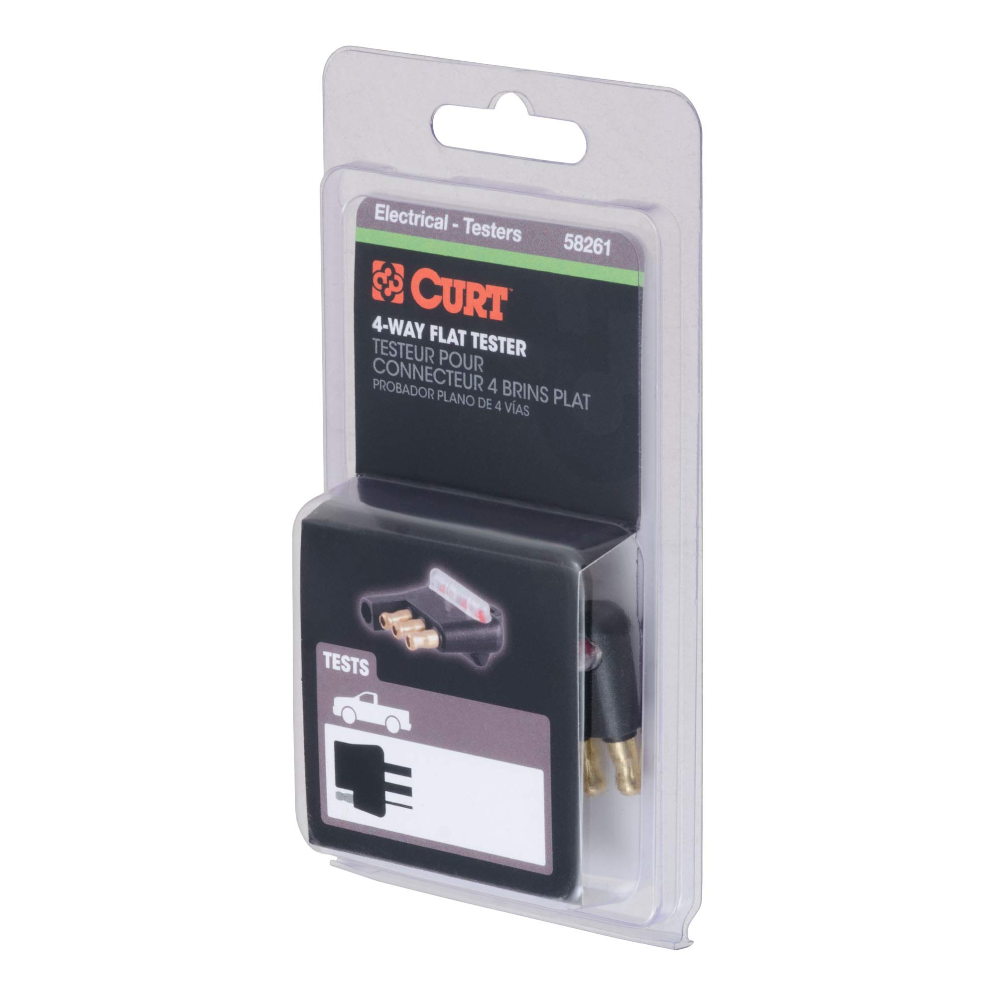 CURT 58261 4-Pin Flat Trailer Wiring Towing Vehicle Socket Tester