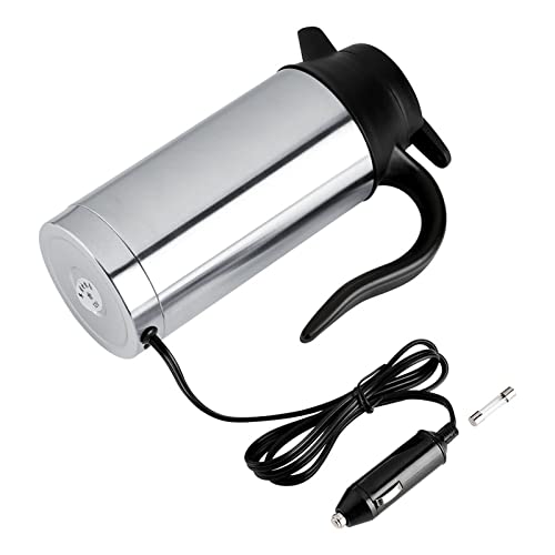 Car Kettle Electric Kettle Camping 12V 750ml Coffee Maker Water Boiler Portable Travel Car Truck Kettle Hot Water Heater Bottle for Tea Coffee Making Cigarette Lighter Heating Cup, 120W