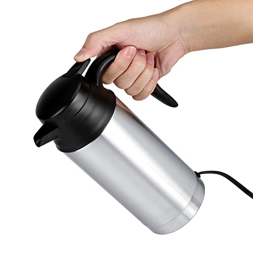 Car Kettle Electric Kettle Camping 12V 750ml Coffee Maker Water Boiler Portable Travel Car Truck Kettle Hot Water Heater Bottle for Tea Coffee Making Cigarette Lighter Heating Cup, 120W