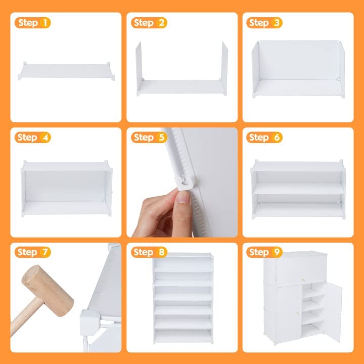 enlitoys Shoe Rack Organizer 6-Tier Shoe Cabinet Expandable Free Standing Shoe Rack (24x12x36 inches) Portable Shoes Organizer Covered Shoe Rack White