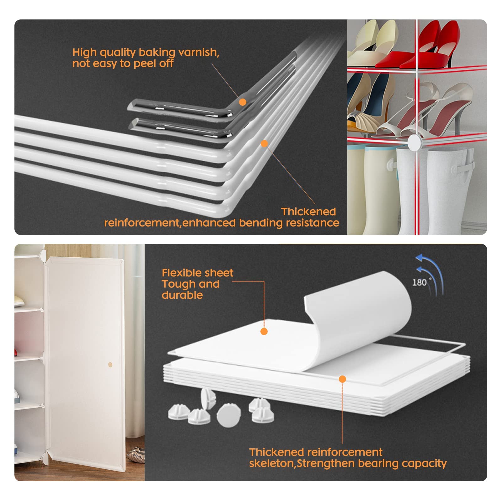 enlitoys Shoe Rack Organizer 6-Tier Shoe Cabinet Expandable Free Standing Shoe Rack (24x12x36 inches) Portable Shoes Organizer Covered Shoe Rack White