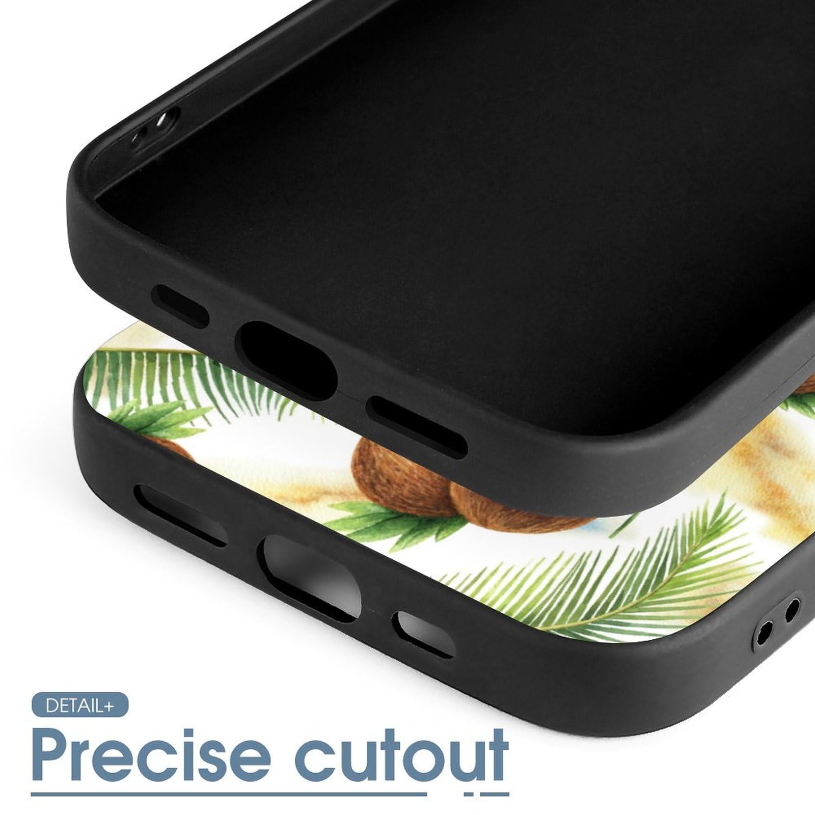 Niapessel Compatible with iPhone 15 Plus Case Coconut and Palm Trees Print Shockproof Protective Phone Cases Slim Thin Cover TPU for Women Men Boys Girls