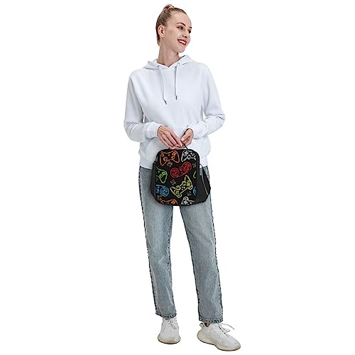 Wiqodme Colorful Joystick Game Controller Lunch Bag Insulated Lunch Box with Adjustable Shoulder Strap for Women Men Reusable Lunch Cooler Bag for Office Picnic