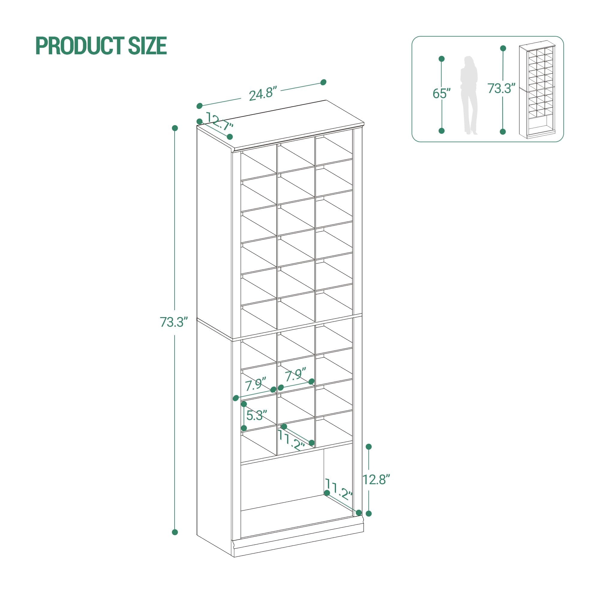 Hzuaneri 11-Tier Shoe Storage Cabinet, Free Standing Closet Organizers and Storage with 31 Open Cubbie, Space Saving Shoe Rack for Entryway, Bedroom, Greige SR02005B