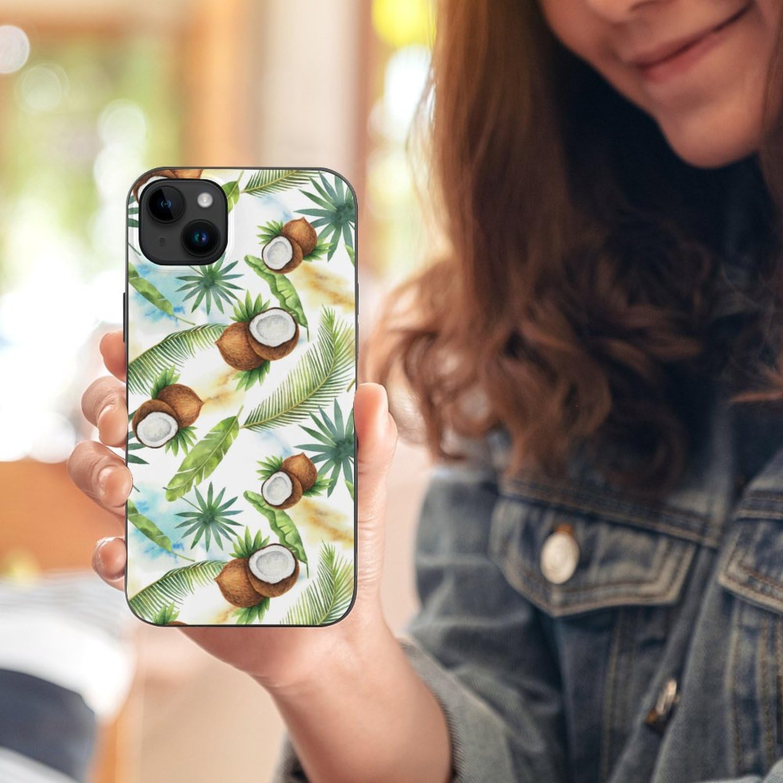 Niapessel Compatible with iPhone 15 Plus Case Coconut and Palm Trees Print Shockproof Protective Phone Cases Slim Thin Cover TPU for Women Men Boys Girls