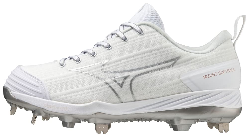 Mizuno Women's Sweep 6 Softball Shoe, White, 11
