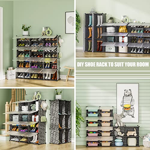 FUNLAX Shoe Rack, 6 Tier Plastic Shoe Storage Cabinet 24 Pairs Shoe Rack Organizer with Door for Closet Entryway Taller Shoes Boots Organizer