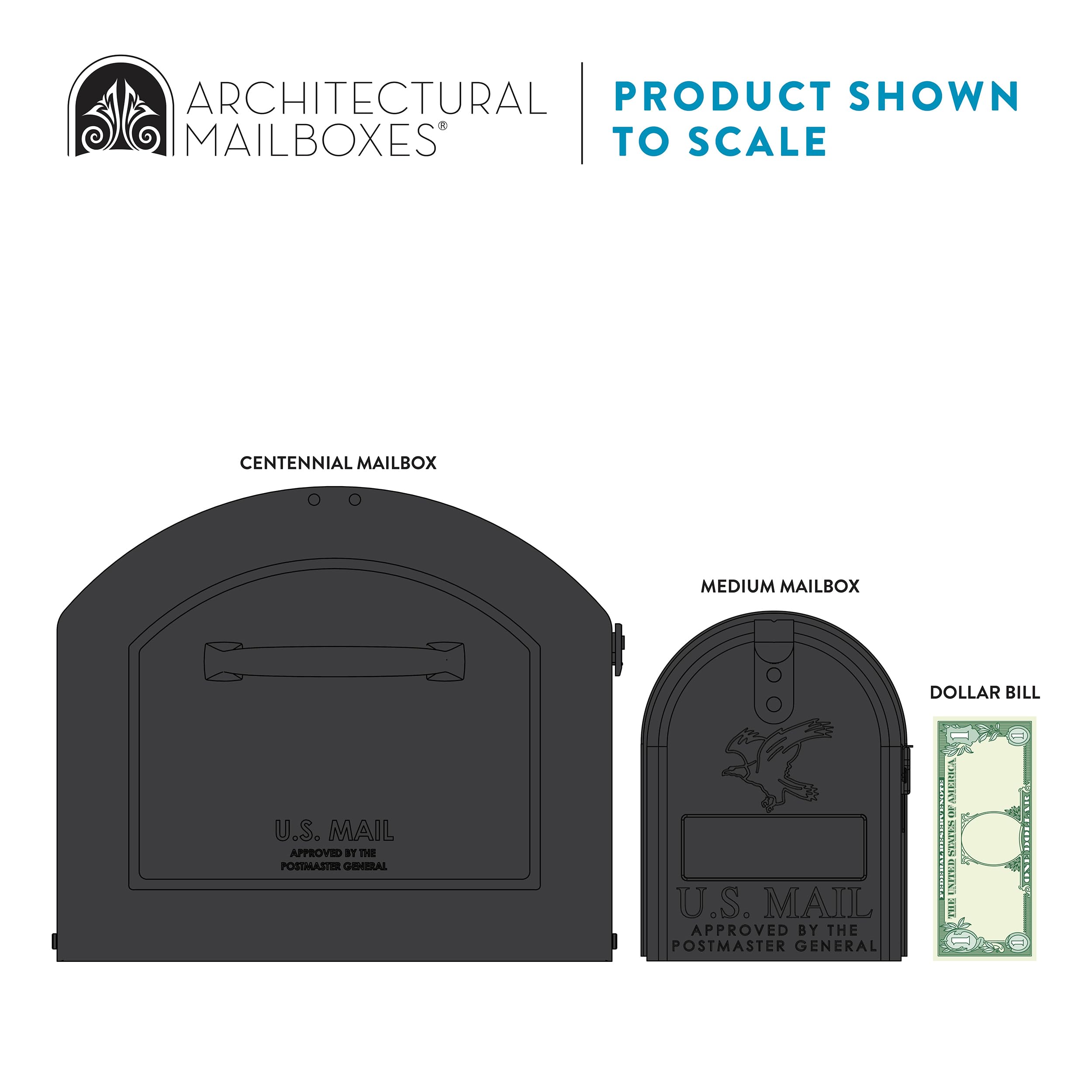 Architectural Mailboxes 950080B-10 Centennial Decorative Steel Mailbox and Post Kit, Extra Large, Black