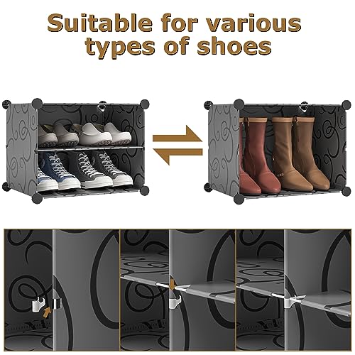 FUNLAX Shoe Rack, 6 Tier Plastic Shoe Storage Cabinet 24 Pairs Shoe Rack Organizer with Door for Closet Entryway Taller Shoes Boots Organizer