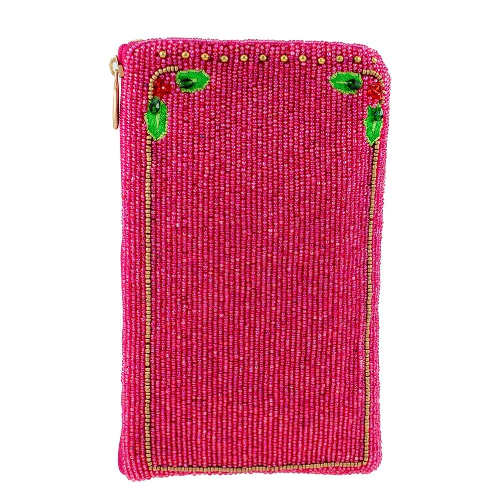 Mary Frances Dear Santa Beaded Mailbox/Letterbox Crossbody Phone Bag, Pink