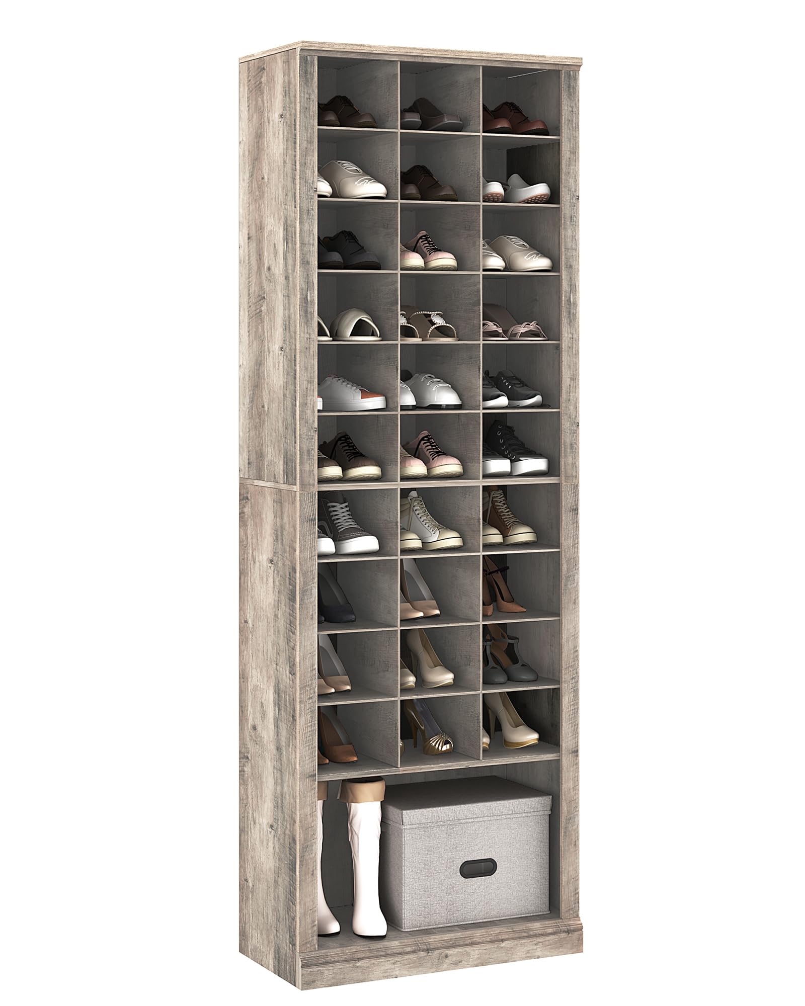 Hzuaneri 11-Tier Shoe Storage Cabinet, Free Standing Closet Organizers and Storage with 31 Open Cubbie, Space Saving Shoe Rack for Entryway, Bedroom, Greige SR02005B