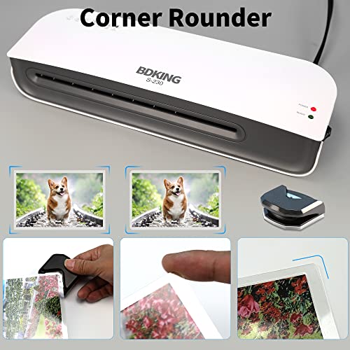 Laminator, Laminator Machine A4, 5 in 1 Thermal Laminator for Home Office School Use, 9 inches Width, Quick Warm-Up, Paper Trimmer, Corner Rounder ,Hole Punch(15 Laminating Pouches)