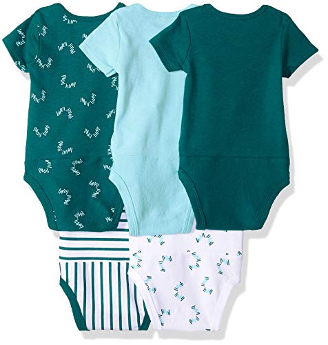 Hanes Baby Bodysuits, Ultimate Flexy Short Sleeve for Boys & Girls, 5-Pack, Greens, 0-6 Months
