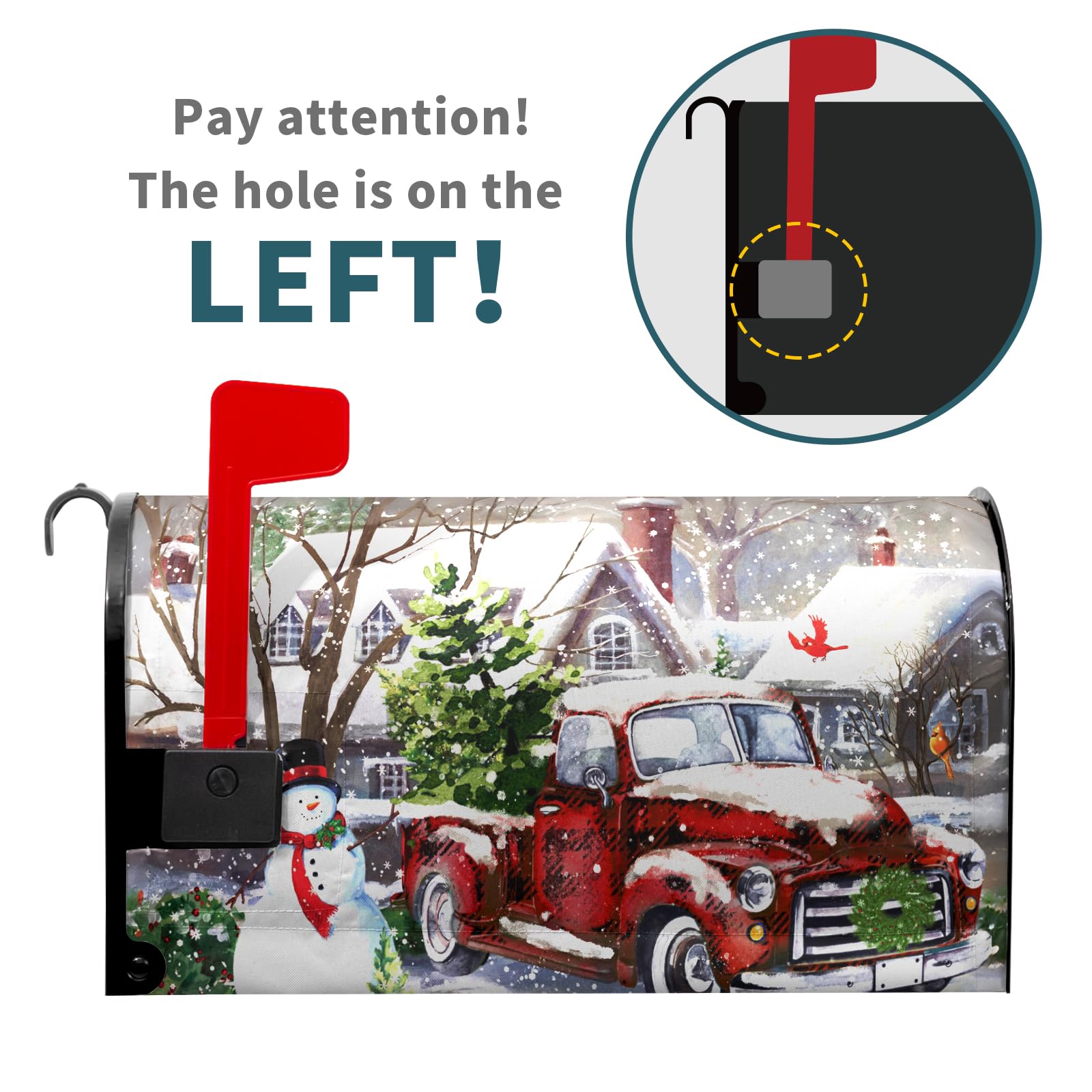 Red Buffalo Plaid Snowman Xmas Mailbox Covers - Winter Post Box Cover with Magnetic Closure - Waterproof & Standard Size 21x18 inch for Garden Yard Home Decor