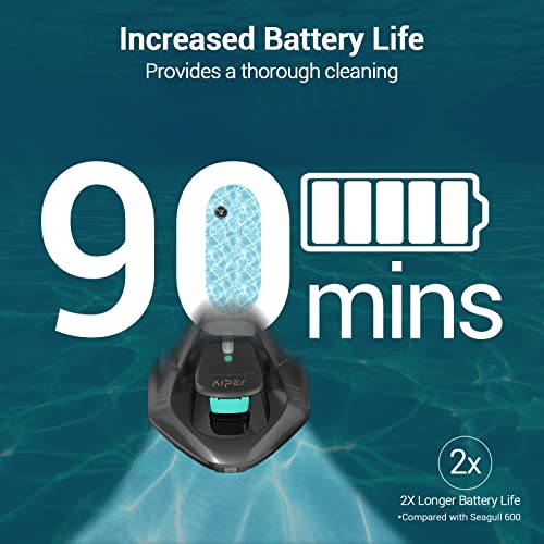 AIPER Cordless Robotic Pool Cleaner, Pool Vacuum Lasts 90 Mins, LED Indicator, Self-Parking, Ideal for Above/In-Ground Flat Pools up to 40 Feet
