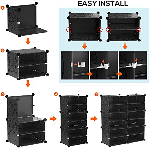 VTRIN Shoe Rack Organizer DIY 24 Pair Tower Shoe Storage Cabinet for Boots Slippers Closet Organizers and Storage with Doors for Entryway