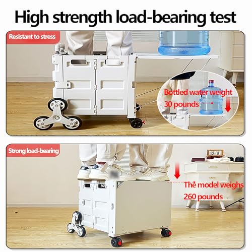 RINGGLO Collapsible Foldable Wagon Cart Outdoor Utility Wagon with Wheels, with Adjustable Push Pulling Handles,Big Wheels for Shopping, Picnic, Camping,Beige