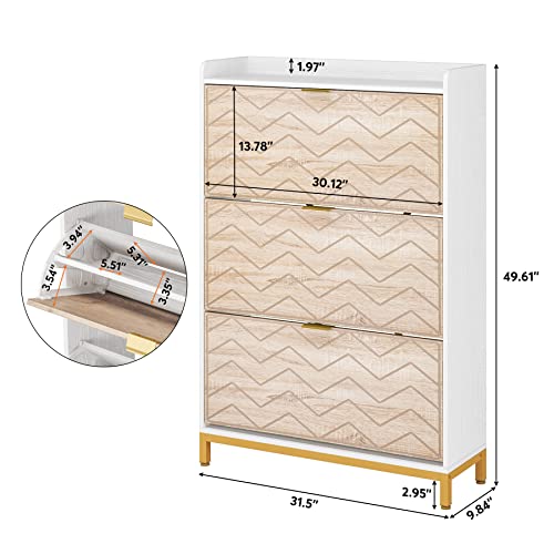 Tribesigns Shoe Cabinet, Modern Shoe Storage Cabinet with 3 Flip Doors & Adjustable Shelf, Wooden 18-24 Pair Shoe Rack Organizer with Flip Drawers for Entryway, Bedroom, Hallway