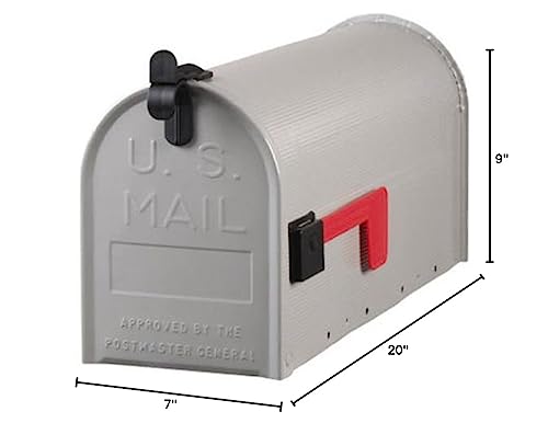Solar Available Group ST100000 Standard Size Galvanized Steel Rural Mailbox U.S. Postmaster General Approved, Gray