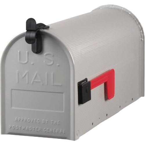 Solar Available Group ST100000 Standard Size Galvanized Steel Rural Mailbox U.S. Postmaster General Approved, Gray